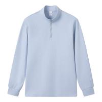 China Men's Ice Blue Quarter-Zip Mock Neck Performance Pullover Hoodie with Polyester-Spandex Knit for sale