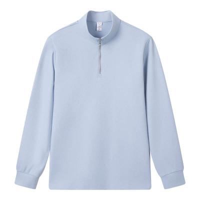 China Men's Ice Blue Quarter-Zip Mock Neck Performance Pullover Hoodie with Polyester-Spandex Knit for sale
