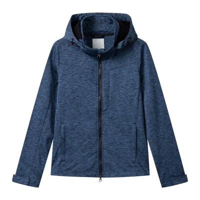 China Heather Blue Mens Zip Up Hoodies Soft Shell  Jacket  Contrast Panels for sale