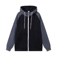 China Men's Colorblock Full Zip Hoodie with Raglan Sleeves and Contrast Zipper for a Sporty Street Look for sale