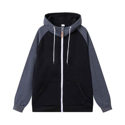 China Men's Colorblock Full Zip Hoodie with Raglan Sleeves and Contrast Zipper for a Sporty Street Look for sale