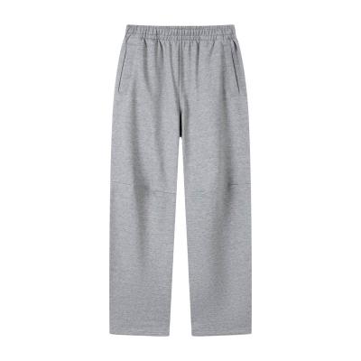 China Men's Classic Heather Gray Fleece Sweatpants with Relaxed Straight-Leg Fit and Elastic Waistband for sale