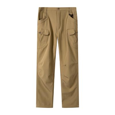 China Men's Fleece Lined Tactical Cargo Pants with Zip Thigh Pocket and Partial Elastic Back Waist for sale