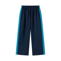 China Unisex Wide-Leg Track Pants with Aqua Side Stripes and Elastic Waistband for Comfortable Athleisure Wear for sale