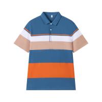 China Men's Color Block Striped Polo Shirt - Breathable Cotton Pique with Embroidered Logo for sale