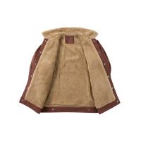 China Chestnut Brown Corduroy Shell Sherpa Lined Trucker Jacket with Snap Front Closure for sale