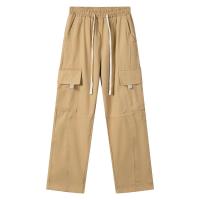 China Men's Relaxed Fit Cargo Pants with 100% Cotton Twill, Elastic Waist + Drawstring, and Multi-Pocket Design for sale