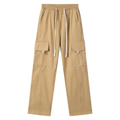 China Men's Relaxed Fit Cargo Pants with 100% Cotton Twill, Elastic Waist + Drawstring, and Multi-Pocket Design for sale