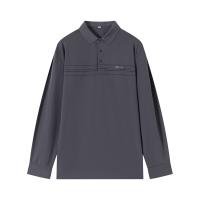 China Men's Minimalist Long-Sleeve Polo Shirt with Textured Piqué Fabric and Contrast Stripe Detail for Wrinkle-Resistant Comfort for sale