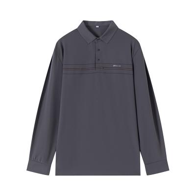 China Men's Minimalist Long-Sleeve Polo Shirt with Textured Piqué Fabric and Contrast Stripe Detail for Wrinkle-Resistant Comfort for sale