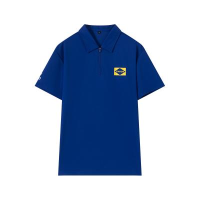China Men's Sustainable Themed Polo Shirt with 100% Recycled Polyester and Half-Zip Placket for Corporate Casual Wear for sale