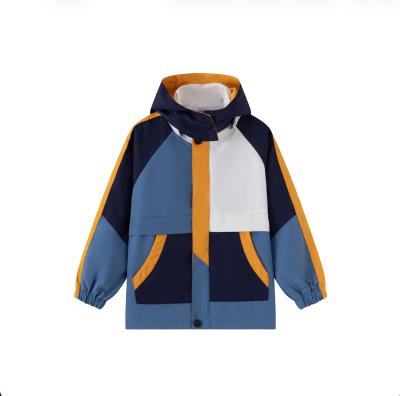 China Custom Kids Waterproof Color Block Hooded Jacket for Outdoor Activities OEM ODM Manufacturer for sale