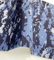 China Blue Polyester Camo Material Fabric , Mosaic Printed Camouflage Cloth Material for sale