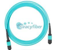 China No-Contact MPO Patch Cord Push-Pull Tab OM4 12-Core Low Loss Fiber Cable for sale