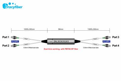 China 2x2 850nm 50/50 Polarization Maintaining Fiber Optic Coupler Low Insertion Loss Dual Axis for sale