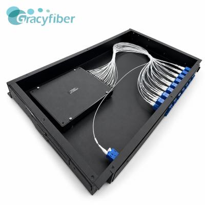 China 32CH 150GHz DWDM AAWG Mux Demux Module 800G ZR C14.5 C61 Low Loss LC UPC 19 Inch 1U Rack Mount for sale