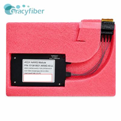 China 40 Channel 100GHz DWDM AAWG Module Flat Top C21 C60 Low Insertion Loss LC UPC Fiber Optic Multiplexer Demultiplexer for sale