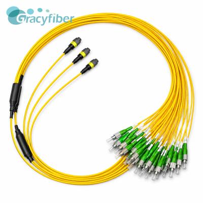China 12F MTP APC Male to 12x FC APC Breakout Cable 1m Corning SMF-28e Single Mode Low Loss Ribbonized Fiber Harness for sale