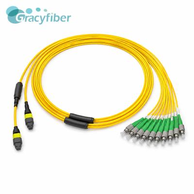 China MTP APC Female to 12x FC APC Single Mode Breakout Harness Corning SMF-28e 12 Channel Fiber Cable for sale