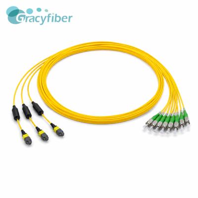 China 12F MTP APC Female to 12x FC APC Breakout Cable 1m Corning SMF-28e Single Mode Low Loss Fiber Harness for sale