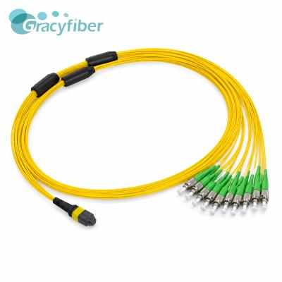 China 12-Core MTP/APC Female to 12CH FC/APC Breakout Cable with Corning SMF-28e Fiber for sale