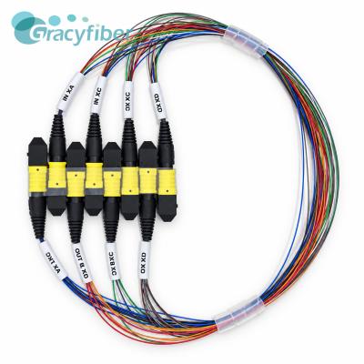 China 32F 4×MPO-12/APC Elite Male to 4×MPO-12/APC Elite Male Cable Assembly, G657A1, Method B for sale