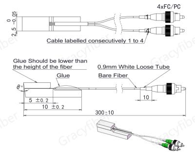 China 4CH Single Mode Fiber Array Assemblies | Custom 4-Channel SMFA for sale