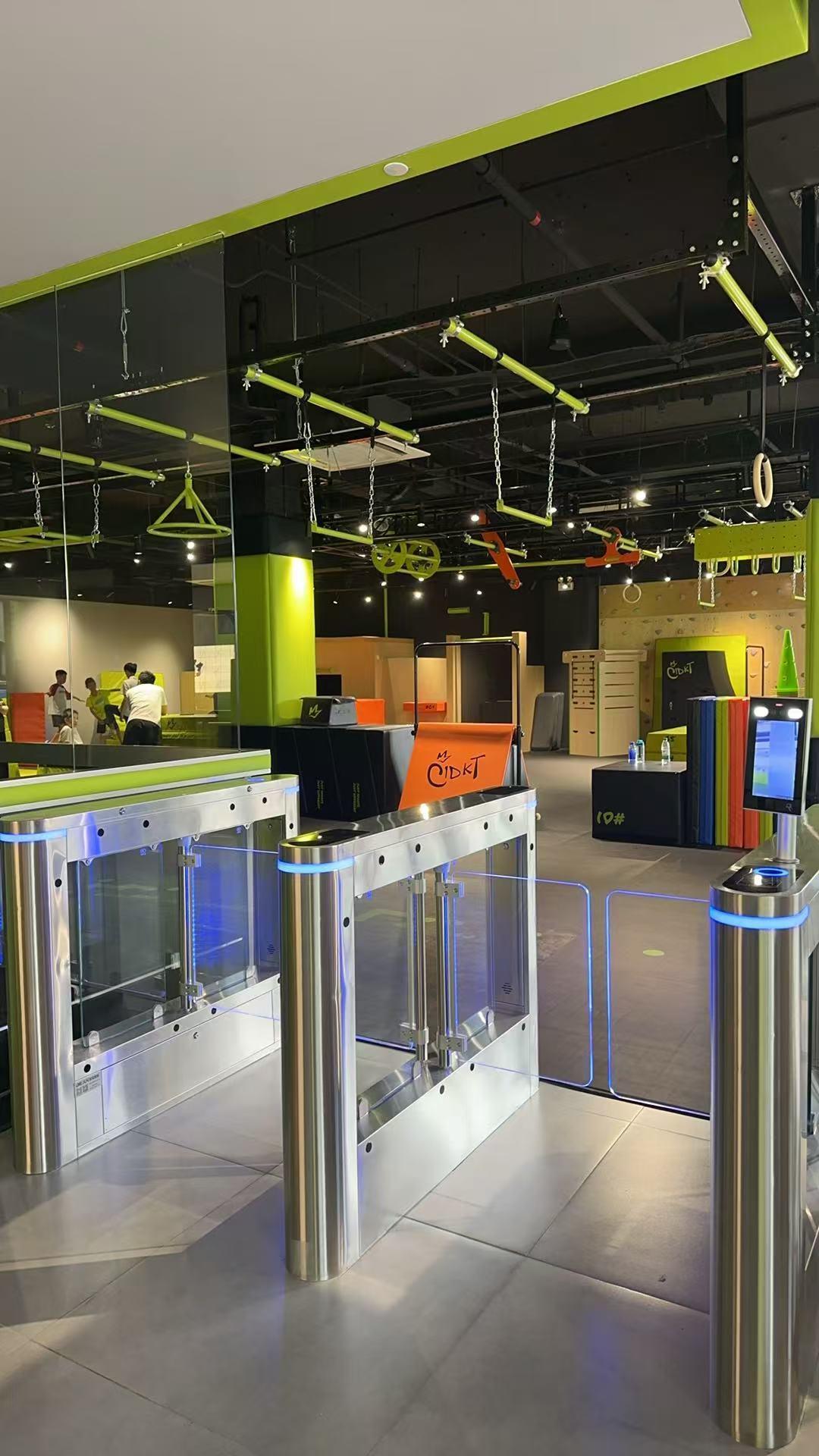Modern turnstile design in fitness center