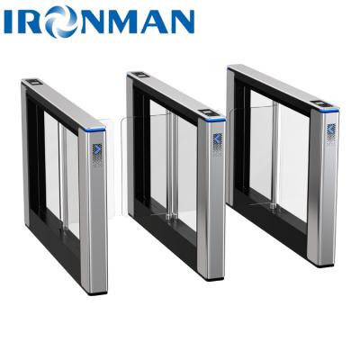China Waist High Swing Gate Turnstile Galvanized Steel Laser Logo 980mm Height 600mm Channel Width for sale