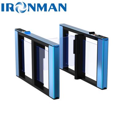 China IRONMAN Speed Gate Turnstile with NFC Reader 45 People per Minute Tempered Glass Baffle for sale