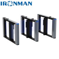 China Glass High Speed Pedestrian Turnstile Gate DC Motor Drive 8 Pairs Infrared Sensors for Airport Gym for sale