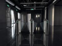China Flap Barrier Turnstile with Face Recognition Visitor Management and 10mm Acrylic Swing Gate for sale