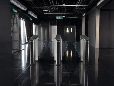 China Flap Barrier Turnstile with Face Recognition Visitor Management and 10mm Acrylic Swing Gate for sale