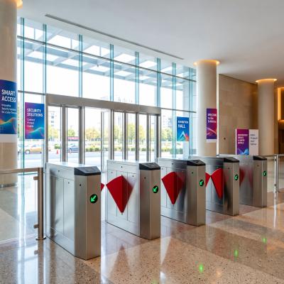 China Flap Barrier Turnstile with 5,000,000 Times Service Life, 550MM Channel Width, and AISI SUS304 Housing Material for sale
