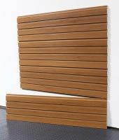 China Practical Indoor Melamine Slatwall Panel , Fireproof Grooved Wooden Acoustic Panels for sale