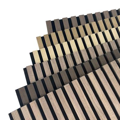 China acoustic slat walnut solid wood panels wall decor interior wood slat wall panel for sale