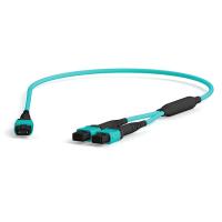 China OM3 MTP MPO Patch Cord Cable 12 Core Fiber Optic Trunk Cable LSZH for sale