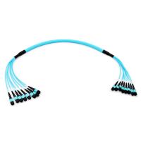 China OM3 MTP MPO Patch Cord Cable 12 Core Fiber Optic Trunk Cable LSZH for sale