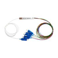 China Mini Steel Tubular 4 Way PLC Splitter 1x4 G657A1 Fiber Optic 1260-1650nm SC/UPC for sale
