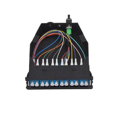 China OM3 MPO Patch Cord MTP LC 12 Fibers LGX Box Duplex Standard Connector for sale