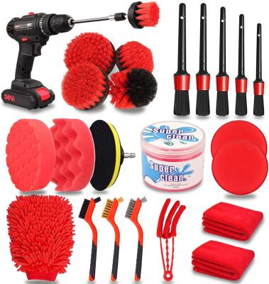 China PP Microfiber 24PCS Car Detailing Brush Set 17 Inch for sale
