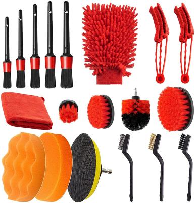 China 17 Inch 19PCS Car Detailing Drill Brush Kit PP Microfiber for sale