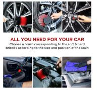 China Red Color Car Detailing Brushes Kit For Washing Wheels 8 Pcs for sale