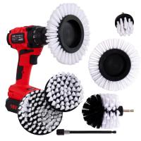 China 6 Piece Hexagonal Shank Soft Drill Brushes For Carpets Fibres Glass Metal White for sale