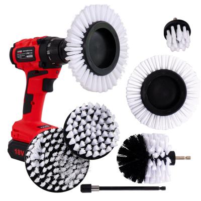 China 6 Piece Hexagonal Shank Soft Drill Brushes For Carpets Fibres Glass Metal White for sale