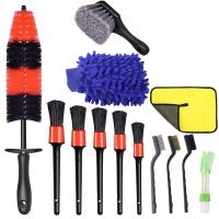 China 13pcs Long Rim Car Cleaning Brush Set Microfibre with PP Plastic Handle for sale