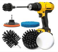 China Extended Long Attachment Drill Scrubber Brush 6 Pack Black for sale