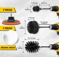 China Extended Long Attachment Drill Scrubber Brush 6 Pack Black for sale