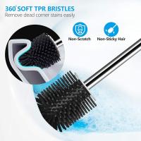 China Ergonomic Silicone Toilet Cleaning Brush SS304 Handle Bathroom Bowl Brush for sale