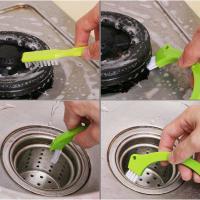 China OEM Tile Cleaning Grout Scrubber Brush Set 5.5in 3 In 1 With Handle for sale